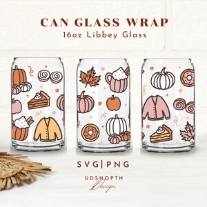 Retro Fall 16oz Glass Can Wrap Svg, Autumn Svg, Pumpkin Spice Svg, Fall ...