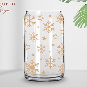 Merry Christmas Trees With Snowflake Beer Can Glass Svg, 16oz Libbey ...