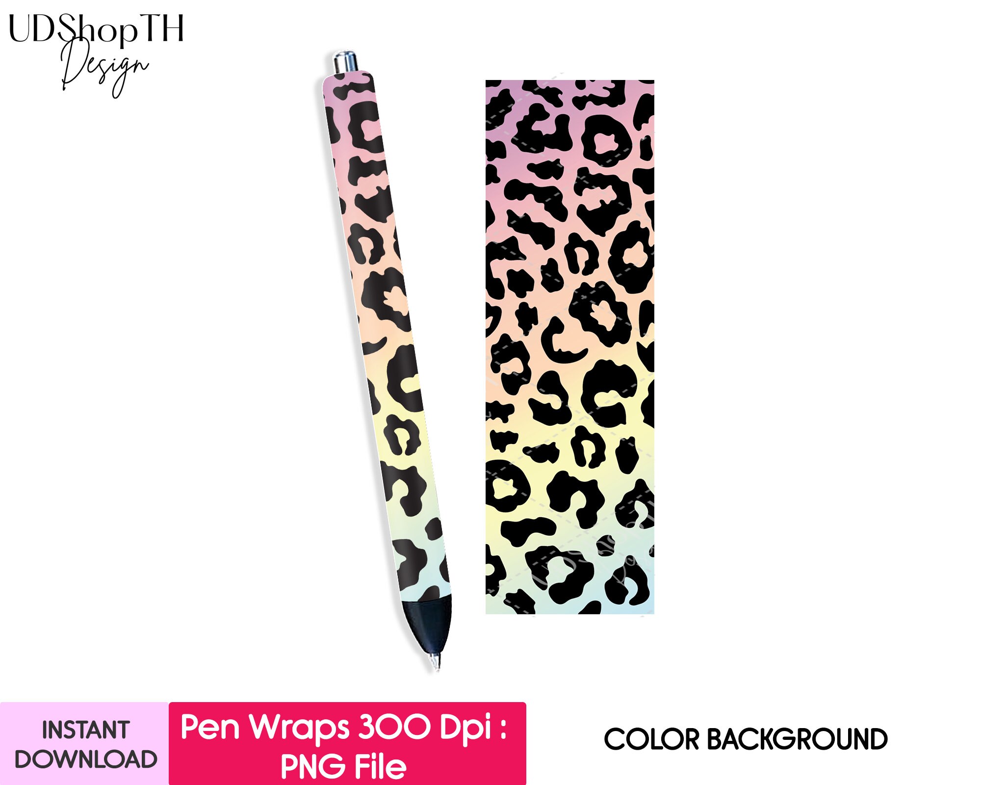 Rainbow Leopard Pen Wraps Safari Pen Wrap Leopard Pen Wrap | Etsy