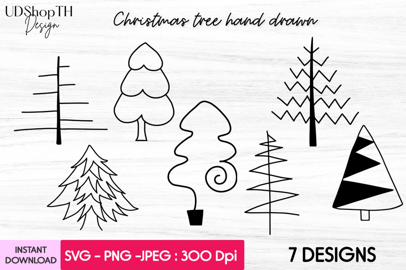 40 Christmas Tree Svg Hand Drawn Bundle Christmas Svg - Etsy
