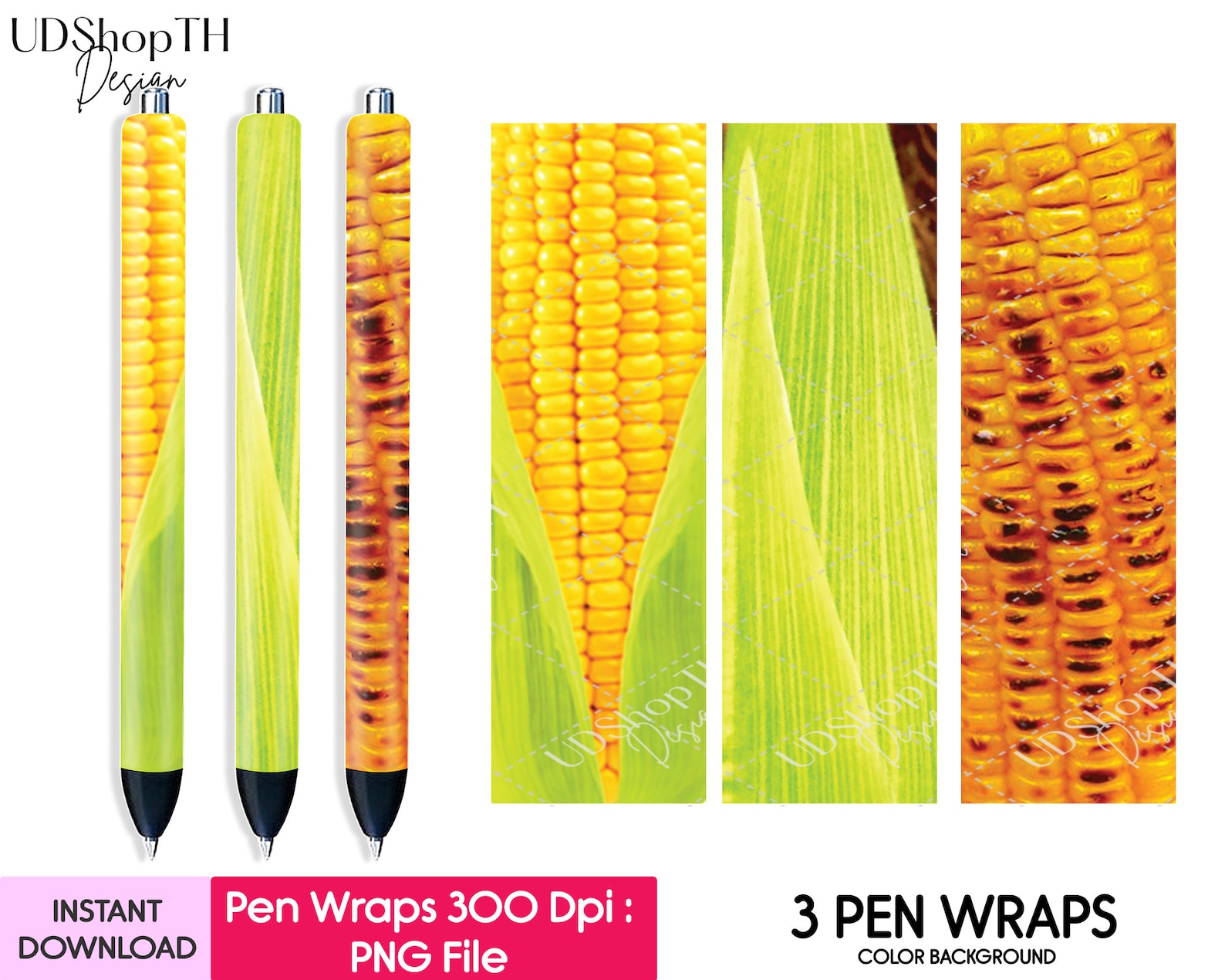 Corn Pen Wraps, Sweet Corn Pen Wrap, Vegetable Pen Wrap, Glitter Pen ...