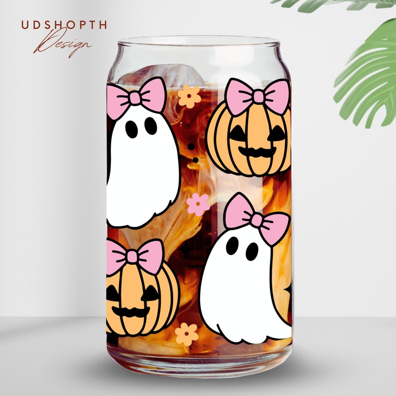 Cute Ghost Svg, 16oz Libbey Can Glass Svg, Retro Halloween Svg ...