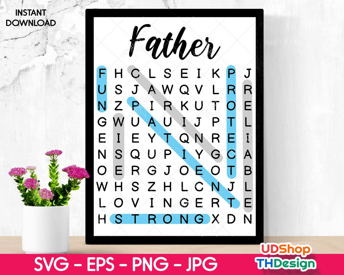 Father Word Search Sign Svgfather's Day Word Search - Etsy