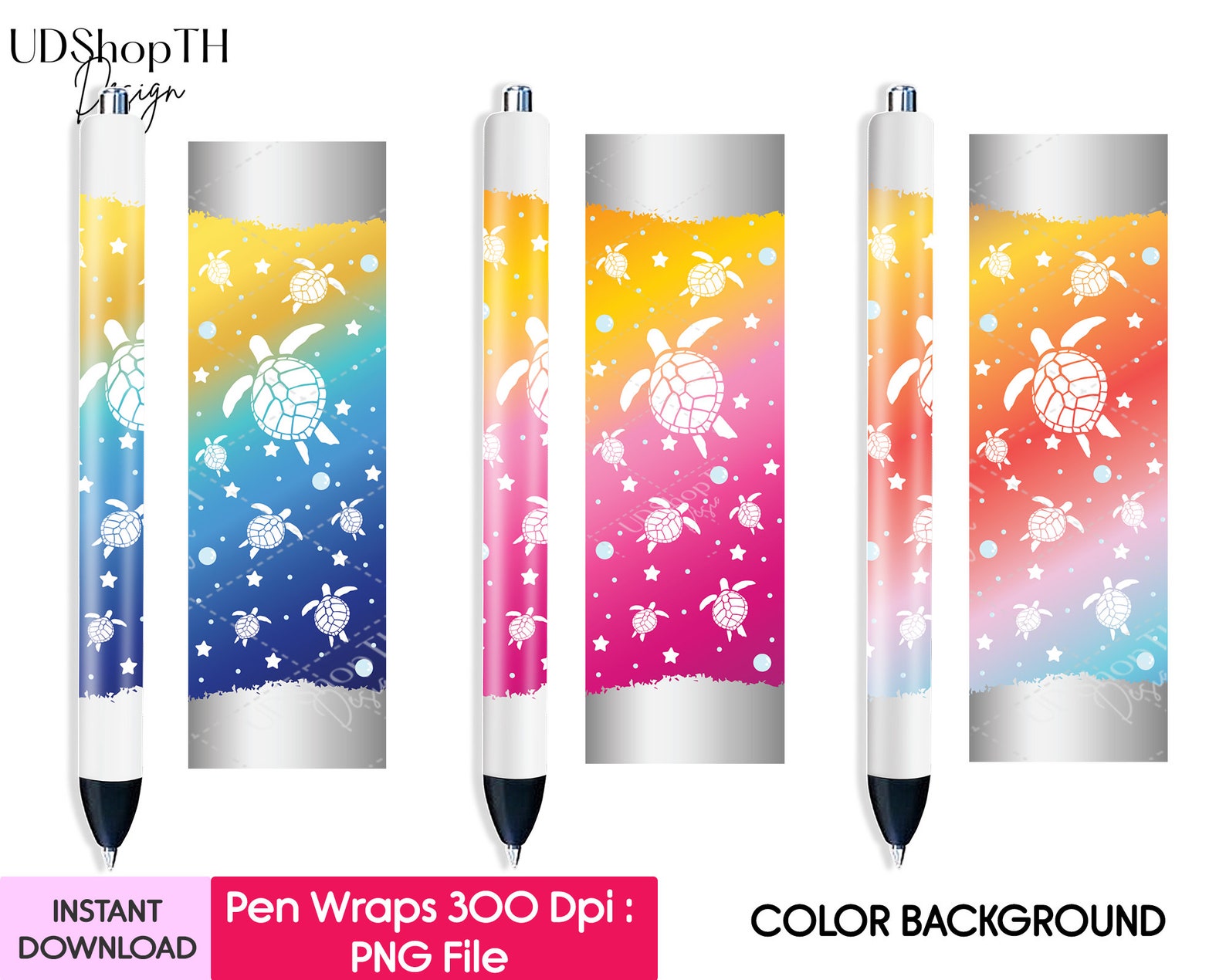 Sea Turtle Pen Wraps, Turtle Png, Turtle Love Pen Wraps, Gradient Pen ...