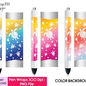 Sea Turtle Pen Wraps, Turtle Png, Turtle Love Pen Wraps, Gradient Pen ...