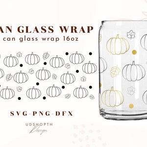 Fall Pumpkins Can Glass Wrap SVG, Pumpkin Wrap Template, Thanksgiving ...