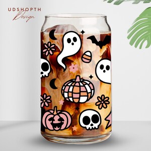 Groovy Halloween 16oz Glass Can Wrap Svg, Cute Halloween, Hippie ...