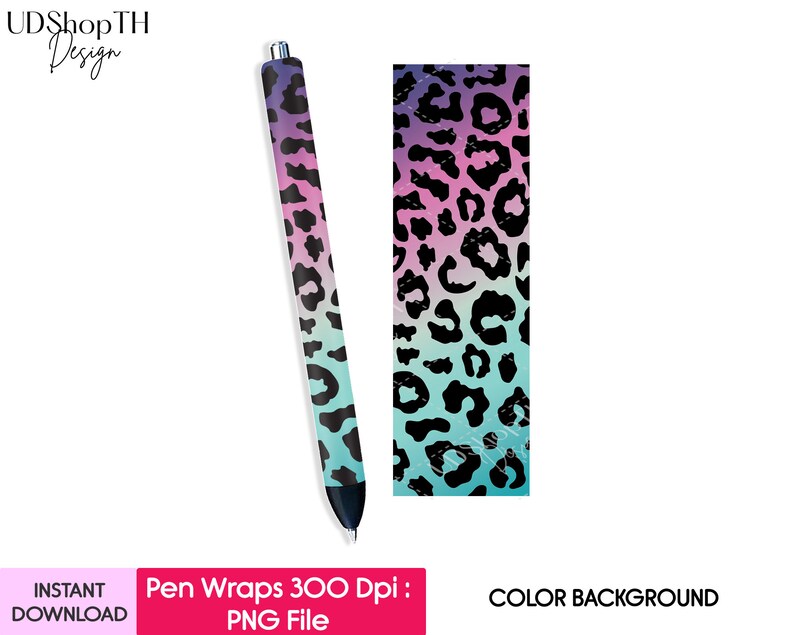 Rainbow Leopard Pen Wraps Safari Pen Wrap Leopard Pen Wrap | Etsy