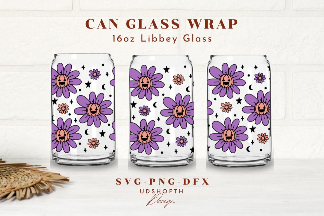 Pumpkin Daisy Svg, Halloween Libbey Glass Can Wrap,16oz Libbey Can ...