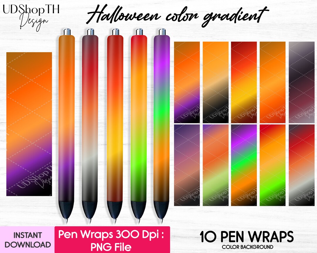 Halloween Pen Wrap, Halloween Color Gradient Pen Wrap, Halloween Bundle ...