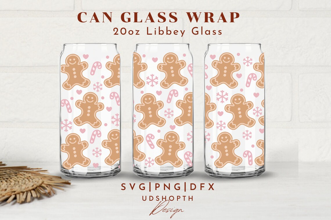 Gingerbread Man Beer Can Glass Svg 20oz Libbey Full Wrap Svg - Etsy