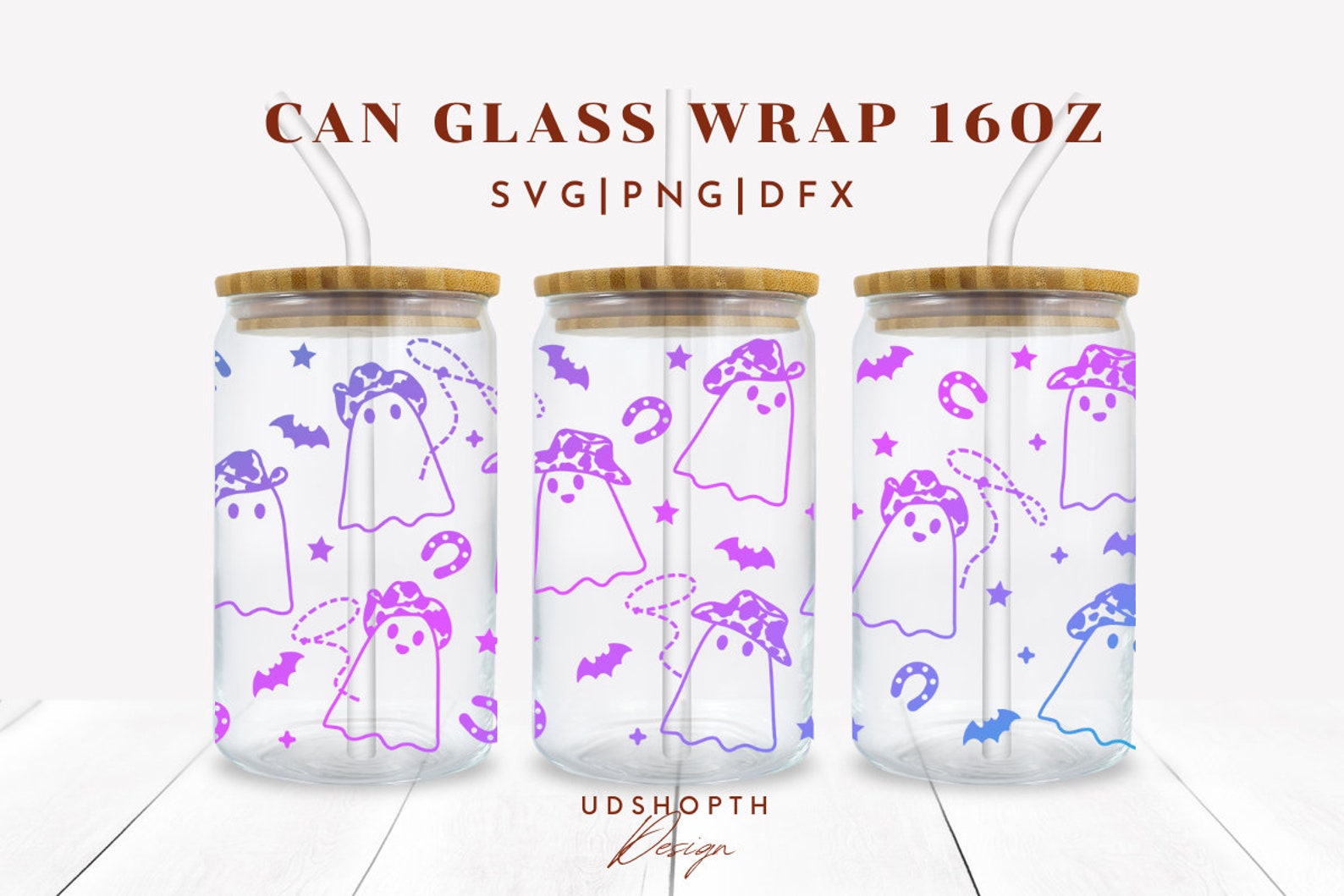 Ghost Cowboy Svg for Libbey Can Glass 16ozhalloween Can Glass - Etsy