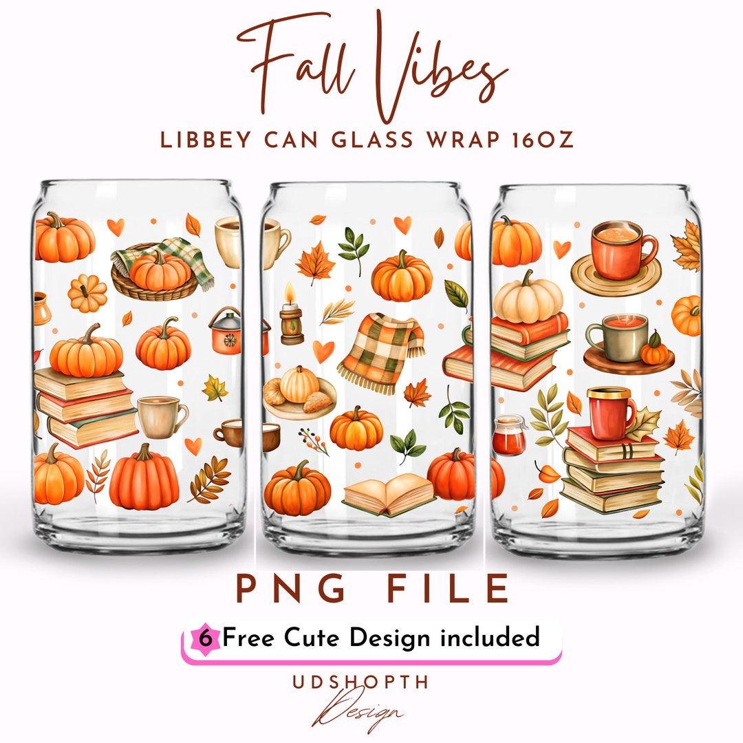 Fall Vibes Iced Coffee Cup 16oz Glass Cup Png, Fall Sublimation Design ...