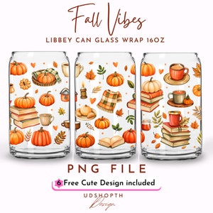 Fall Vibes Iced Coffee Cup 16oz Glass Cup Png, Fall Sublimation Design ...