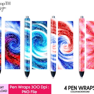 Red White Blue Pen Wrap, Red White Blue Tie Dye Pen Wrap, Glitter ...