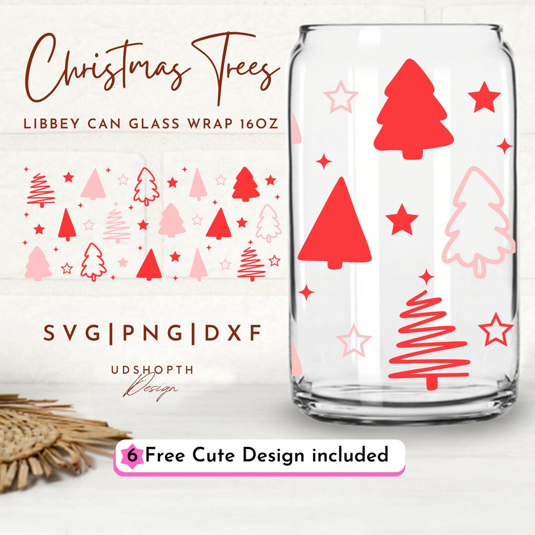 Christmas Trees Svg, 16oz Libbey Glass Can Svg, Christmas Svg, Winter ...