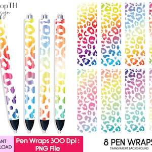 Rainbow Leopard Pen Wraps, Leopard Pastel Pen Wrap, Leopard Pen Wrap ...