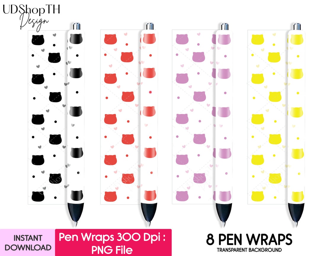 Cat Pen Wraps, Love Cat Pen Wraps, Cat Lover Pen Wraps, Waterslide, Joy ...