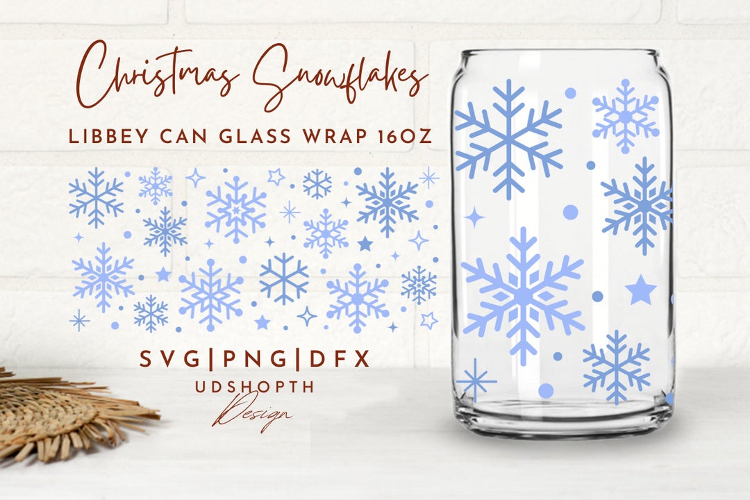 Winter Snowflake Christmas Can Glass Svg, 16oz Libbey Full Wrap Svg ...