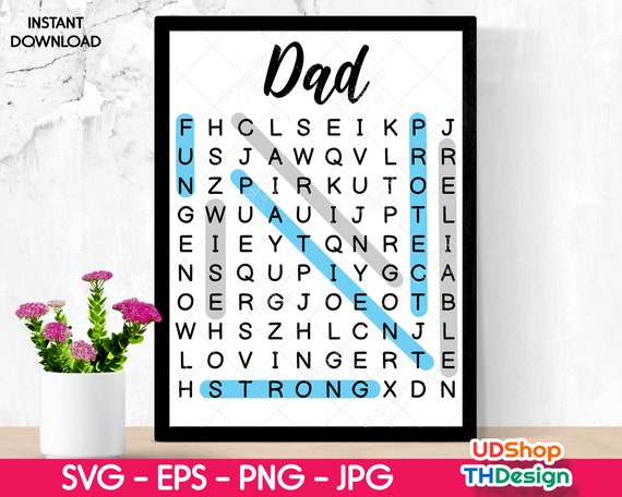 Dad Word Search Sign SVGDad Word Search SVGFather's Day | Etsy