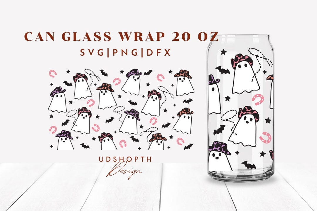 Ghost Cowboy Svg for Libbey Can Glass 20oz,halloween Can Glass Wrap Svg ...