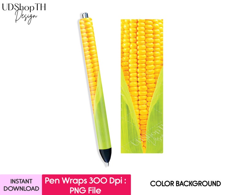 Corn Pen Wraps, Sweet Corn Pen Wrap, Vegetable Pen Wrap, Glitter Pen ...