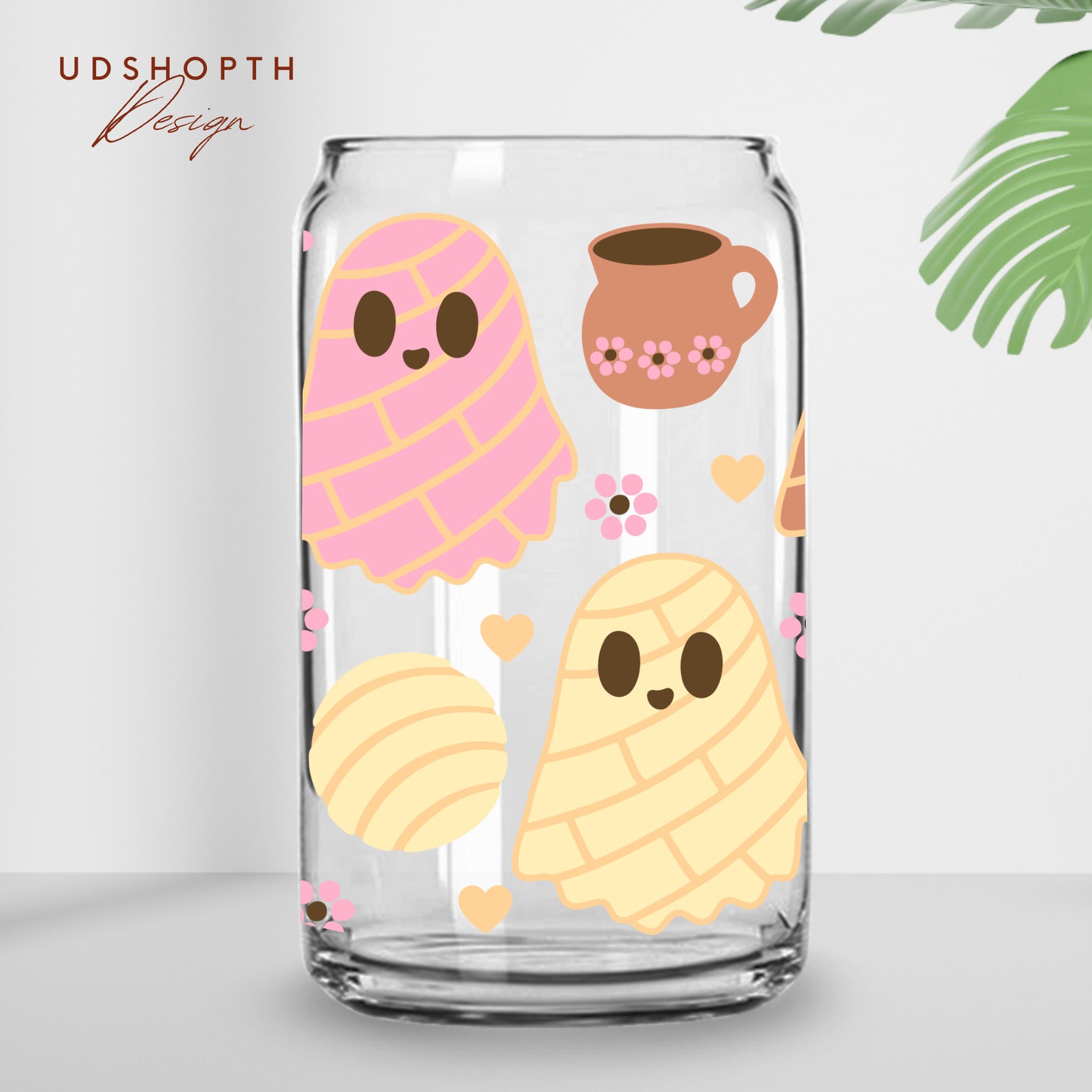 Concha Ghost Glass Can Svg, 16oz Libbey Glass Can Svg, Spooky Conchas ...