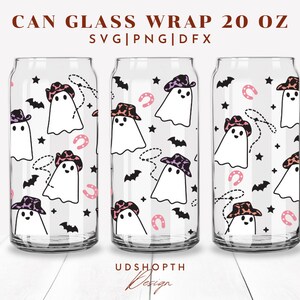 Ghost Cowboy Svg for Libbey Can Glass 20oz,halloween Can Glass Wrap Svg ...