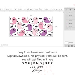 Cute Ghost Halloween Can Glass Svg, 16oz Libbey Full Wrap, Cute Spooky ...