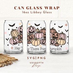 Retro Halloween 16oz Glass Can Wrap Svg, Halloween Glass Can, Groovy ...
