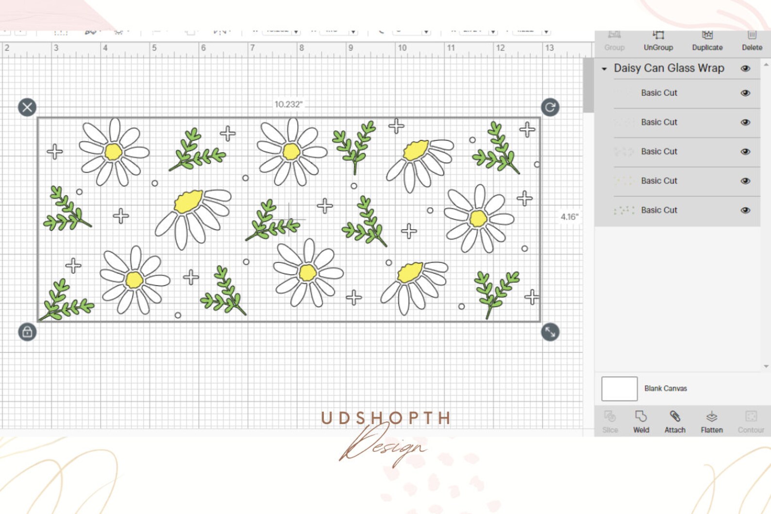 Daisy Wrap Svg Daisy Flower Glass Wrap Template Flower Can - Etsy