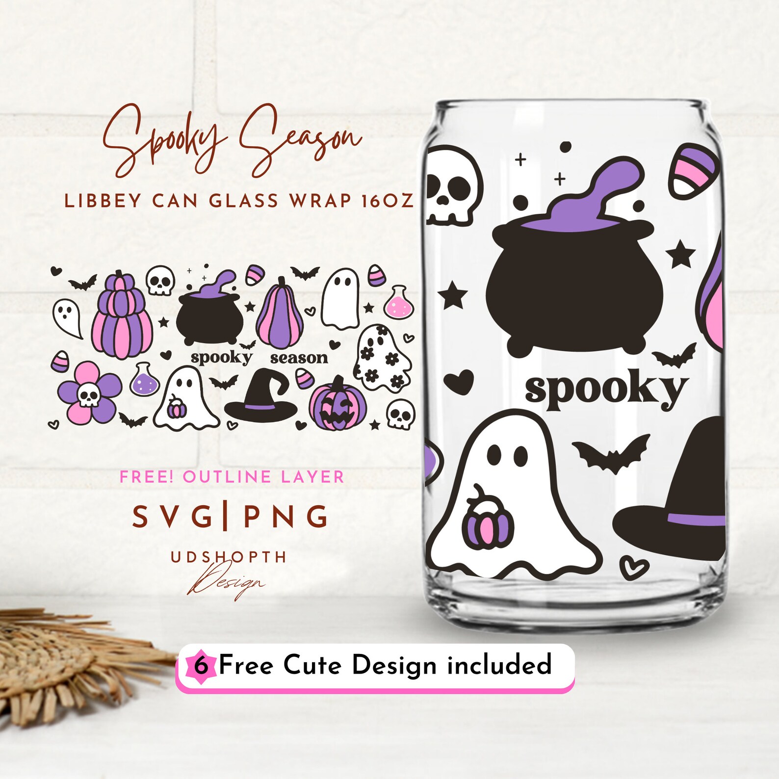 Spooky Season Svg 16oz Libbey Can Glass Svg, Cute Halloween, Spooky ...