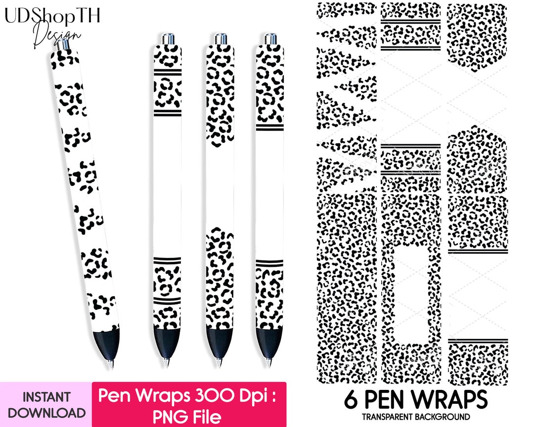 Leopard Pen Wraps, Cheetah Pen Wraps, Personalized Glitter Pen Wraps ...