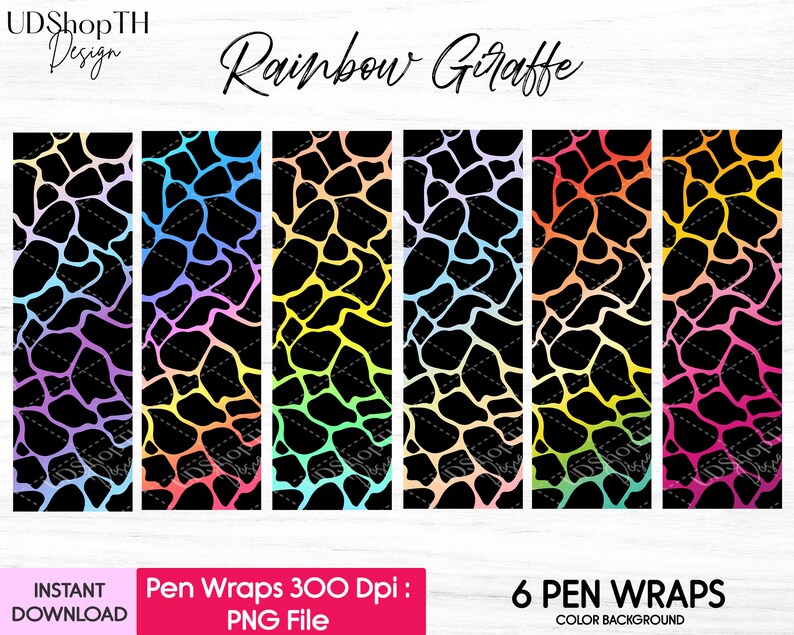 Giraffe Pen Wrap Rainbow Giraffe Pen Wrap Giraffe Pattern | Etsy