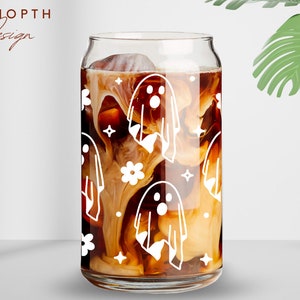 Daisy Ghost Svg,retro Flower Svg,16oz Libbey Can Glass Wrap Svg ...