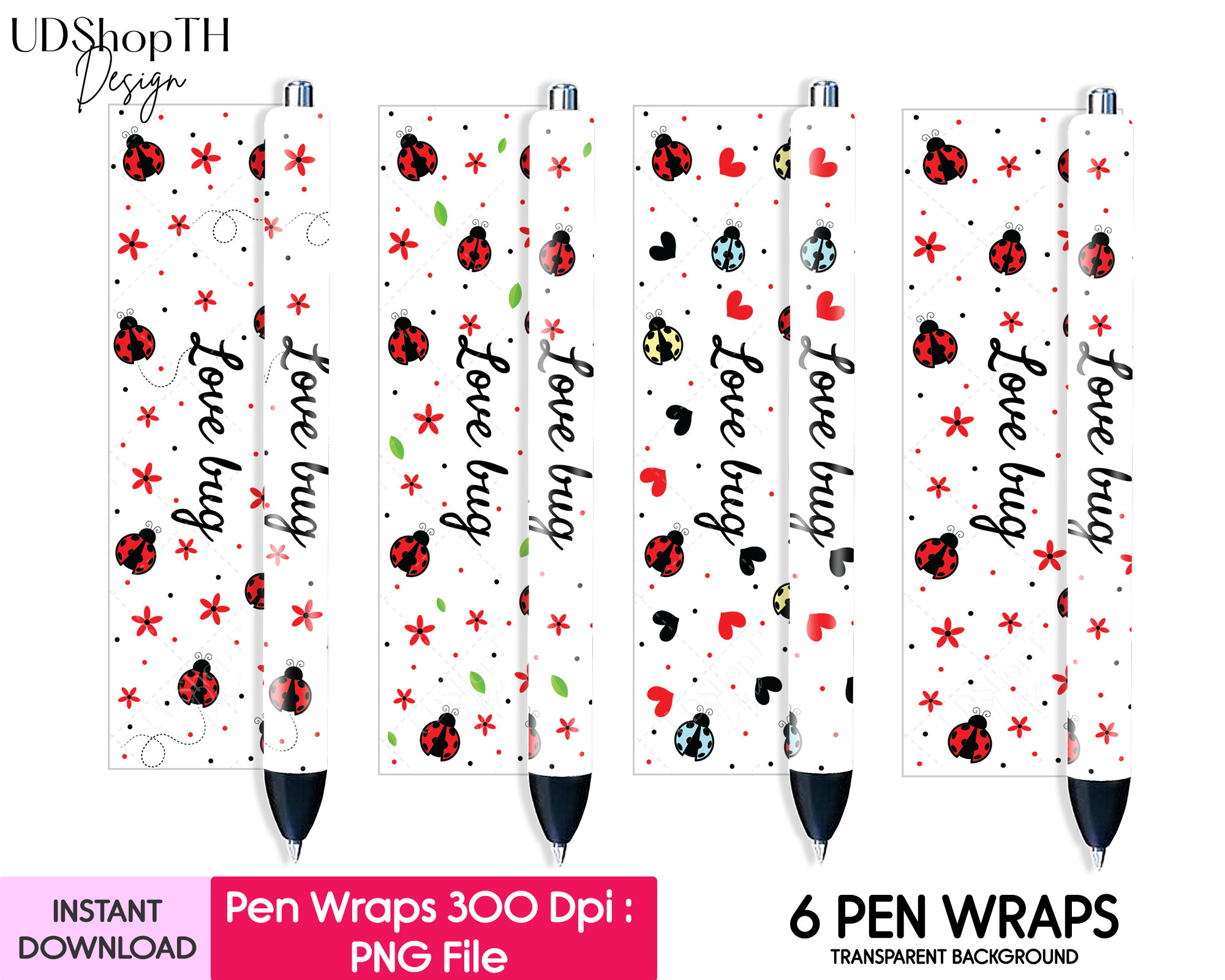 Love Bug Pen Wraps Pnglove Bug Pngladybug Pen Wrap | Etsy