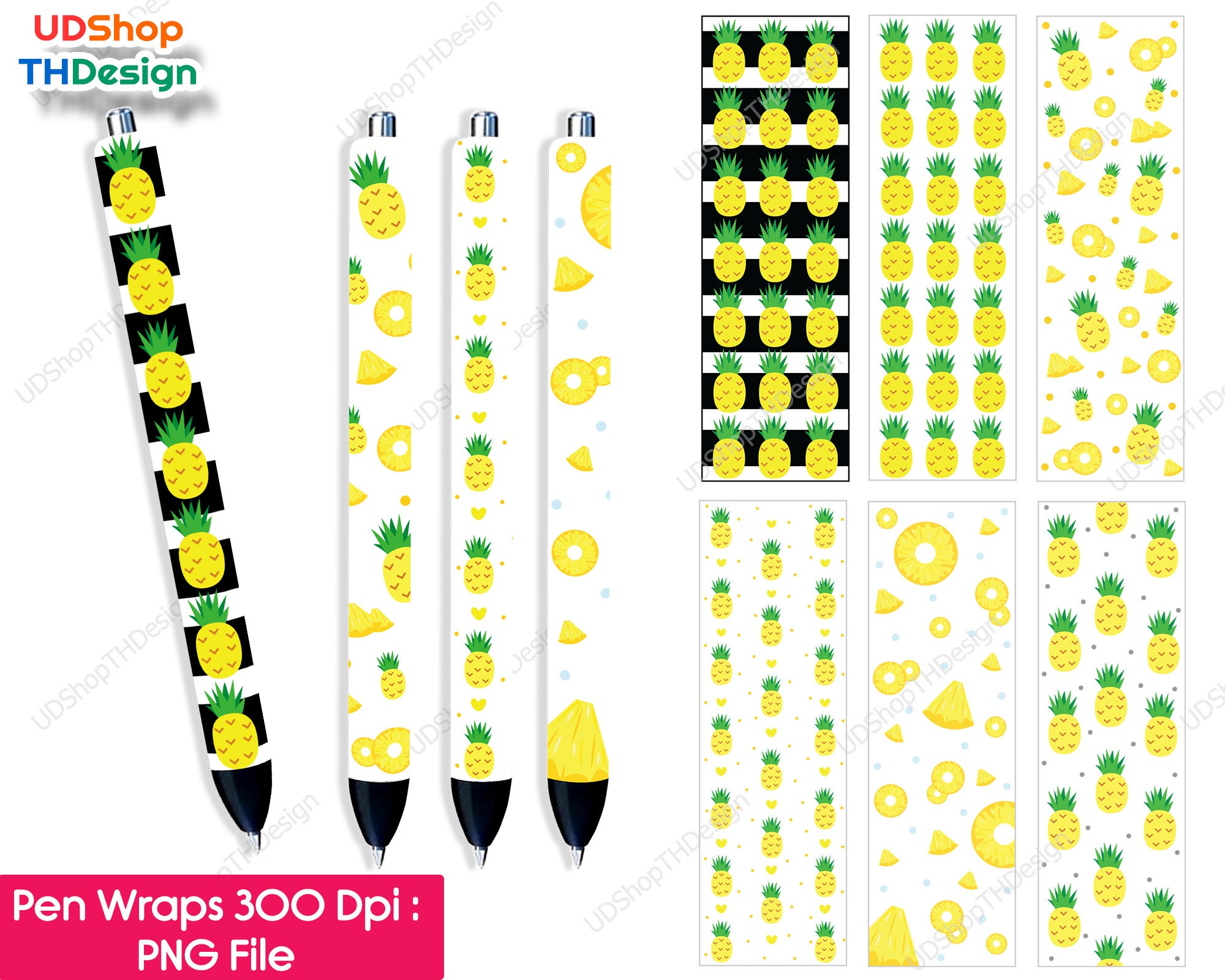 Watermelon Pen,Pineapple Pen,Ice Cream Pen Wraps Set 2 Png,Summer Pen ...