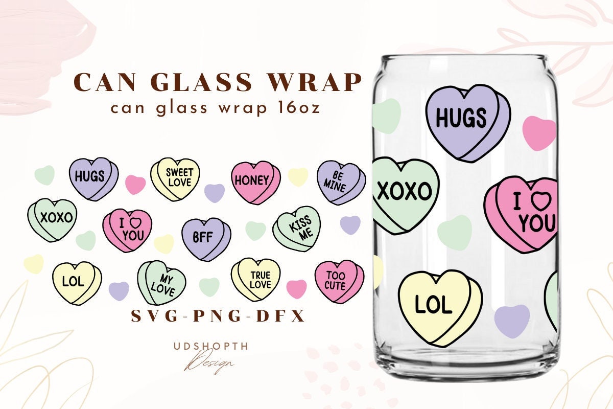 Conversation Hearts Libbey Glass Svg Hearts Glass Cup Etsy