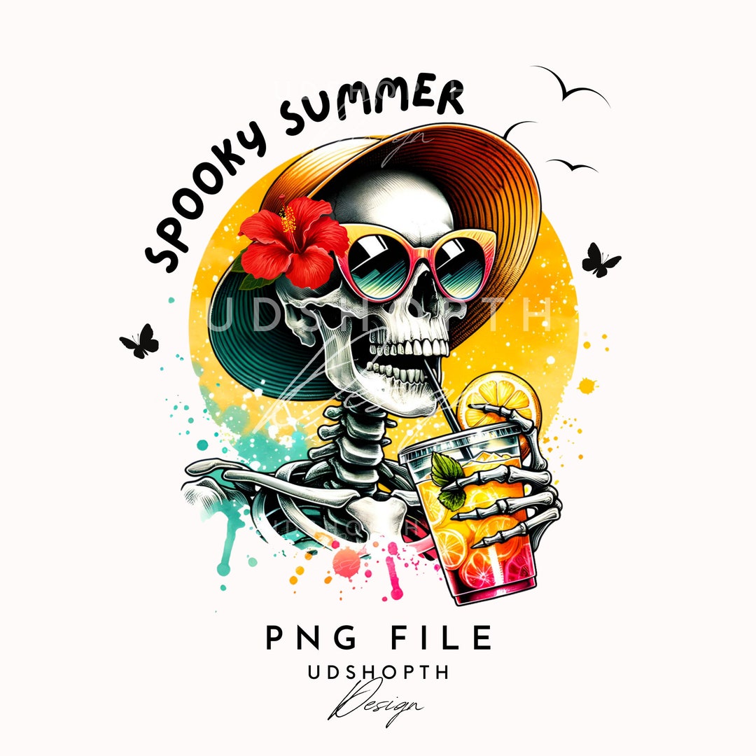 Spooky Summer Png, Summer Vibes Skeleton Clipart, Summer Ghost Png ...