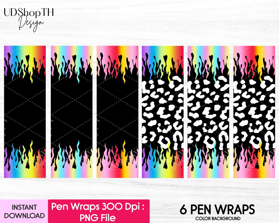 Fire Flame Pen Wrap, Burning Flame Pen Wrap, Pastel Leopard Pen Wrap ...