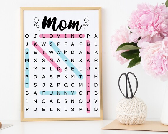 Mom/mum Word Search Sign Svgmother's Day Word Search Sign - Etsy