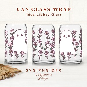 Ghost Flowers Svg, Floral Ghost Svg, 16oz Libbey Can Glass Svg ...
