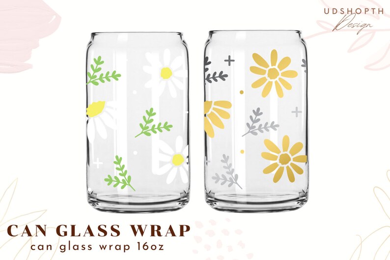 Daisy Wrap Svg Daisy Flower Glass Wrap Template Flower Can - Etsy