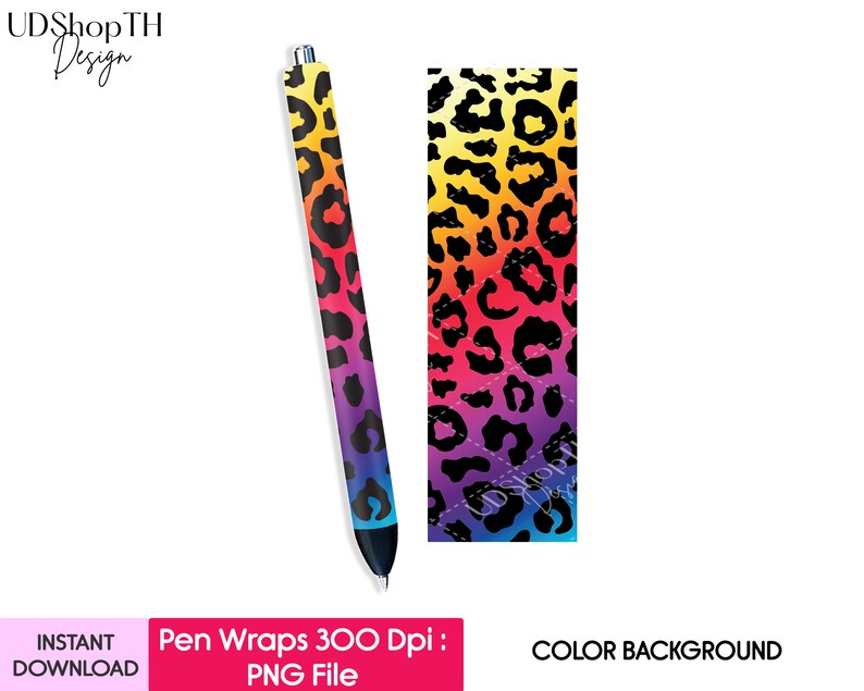 Rainbow Leopard Pen Wraps Safari Pen Wrap Leopard Pen Wrap - Etsy