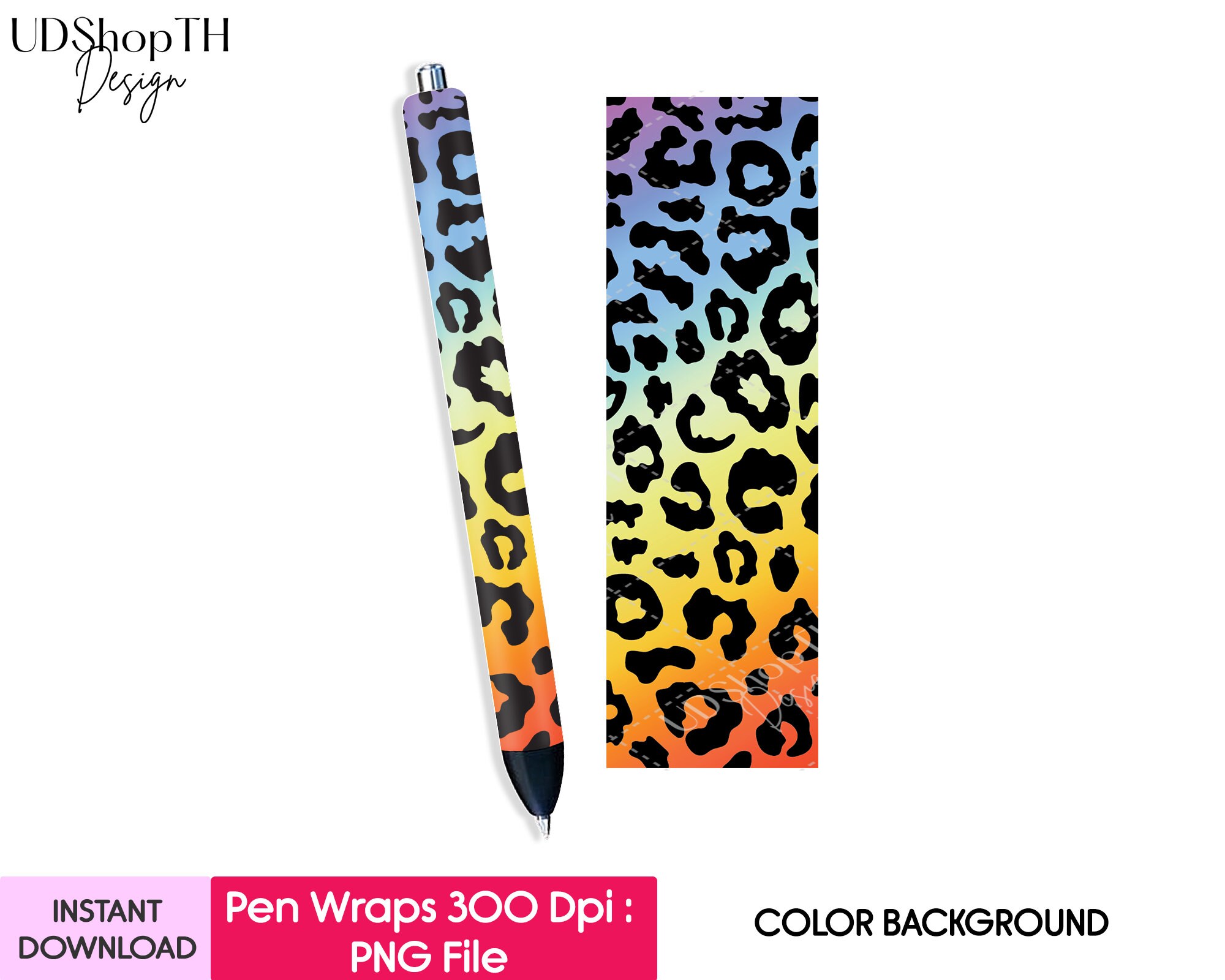 Rainbow Leopard Pen Wraps Safari Pen Wrap Leopard Pen Wrap | Etsy