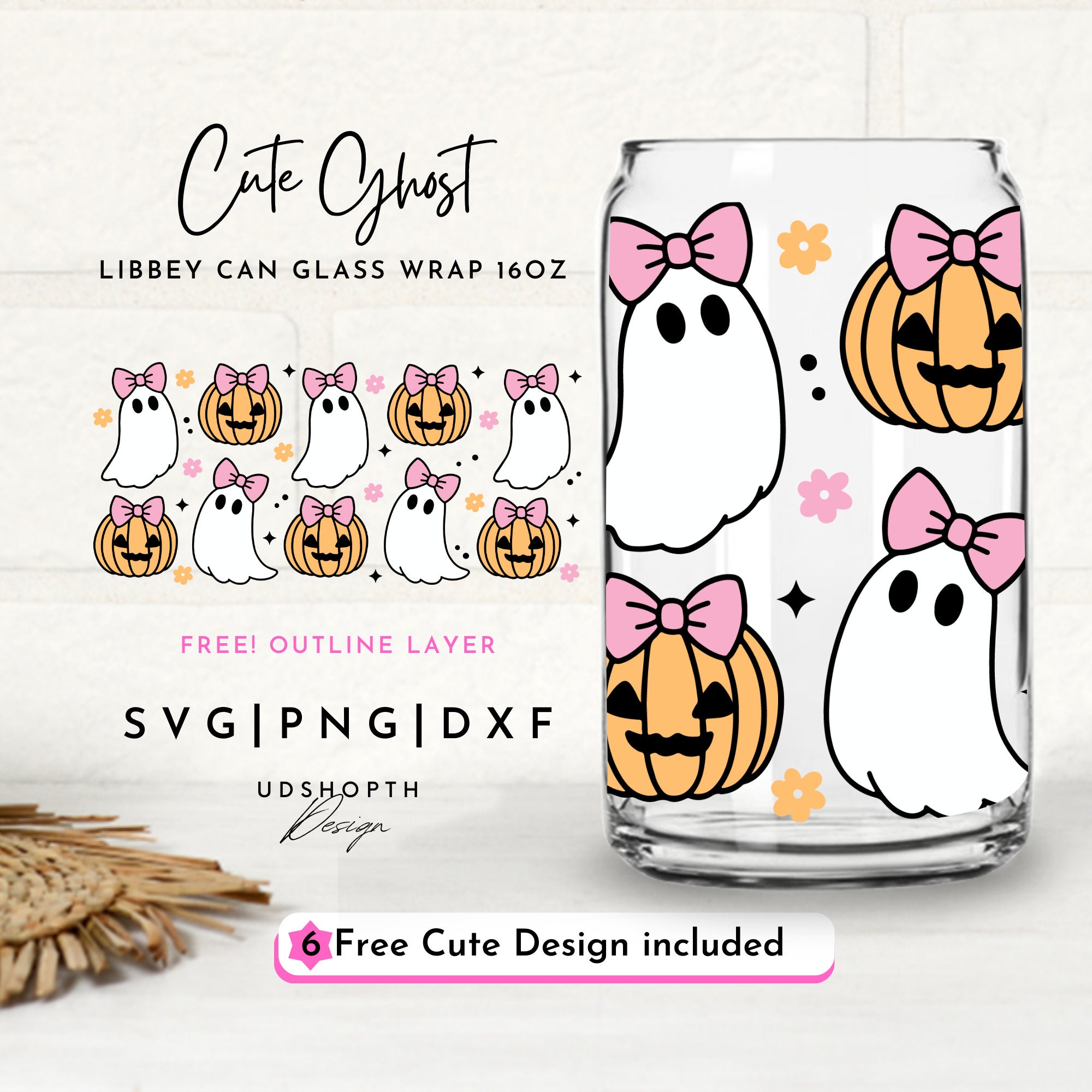 Cute Ghost Svg, 16oz Libbey Can Glass Svg, Retro Halloween Svg ...