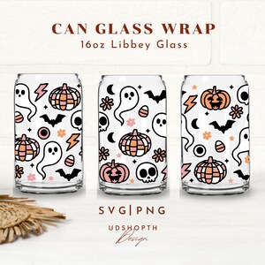 Groovy Halloween 16oz Glass Can Wrap Svg, Cute Halloween, Hippie ...