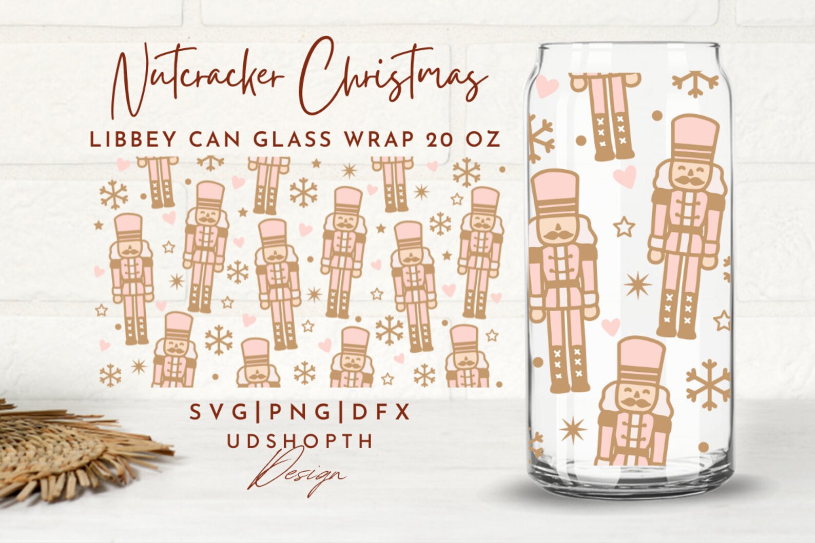 Pink Nutcracker Christmas Can Glass Svg 20oz Libbey Full Wrap - Etsy