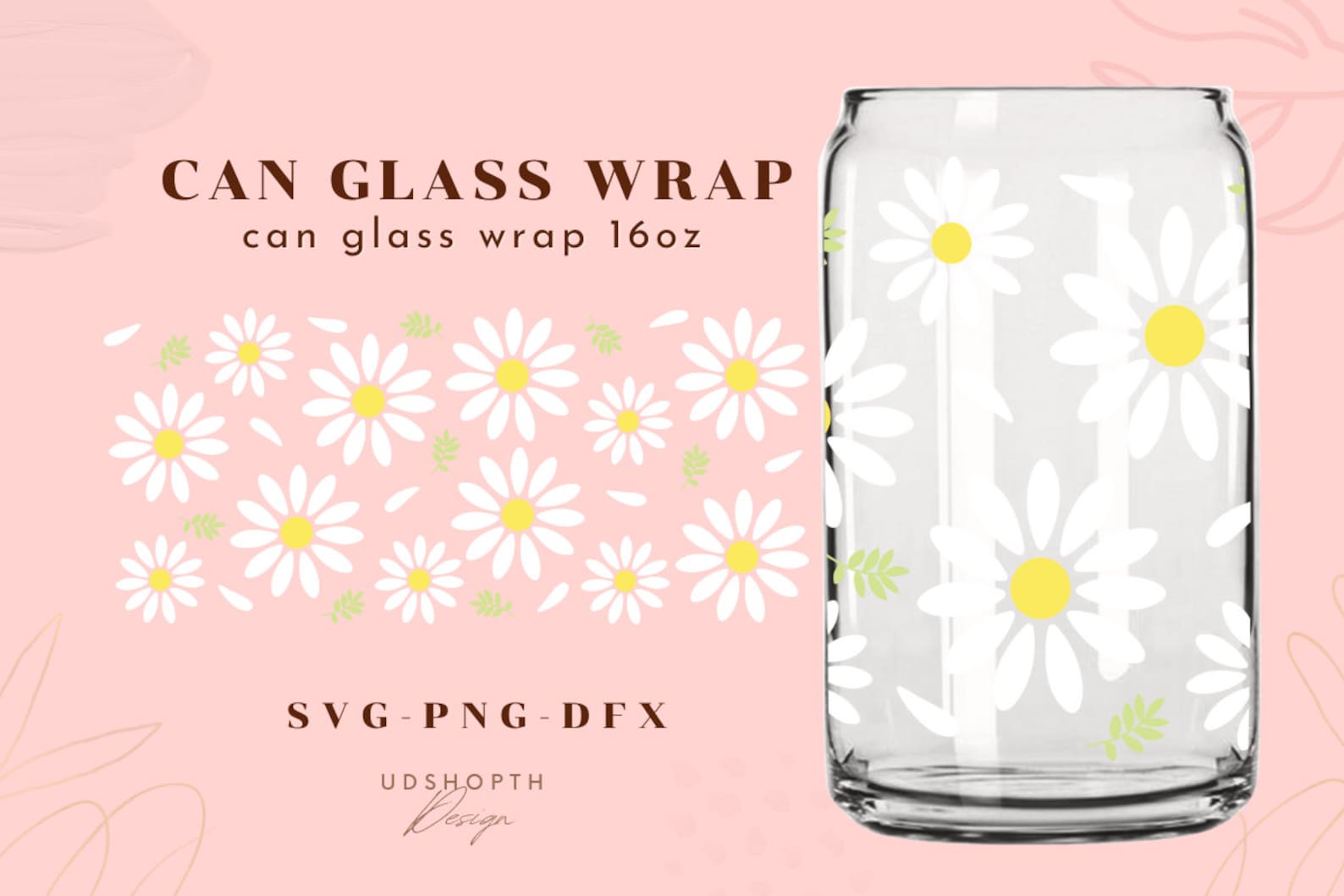 Daisy Beer Can Glass Svg, Daisy Wrap Svg, Daisy Flower Glass Wrap ...