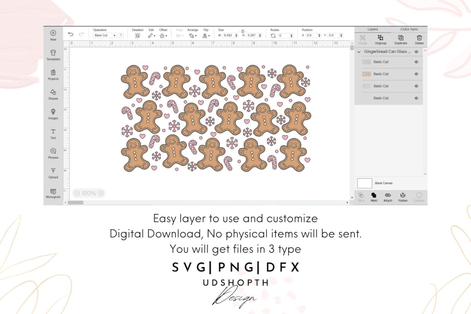 Gingerbread Man Beer Can Glass Svg, 20oz Libbey Full Wrap Svg, Pink ...